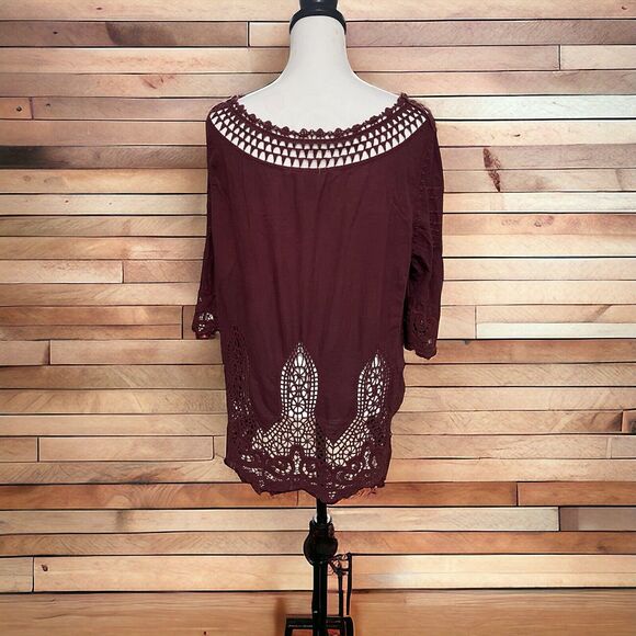 Indigo Thread | Tops | Indigo Thread Purple Crocheted Peek A Boo Top ...